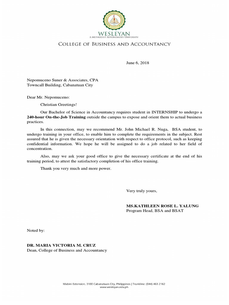 OJT Endorsement Letter | PDF