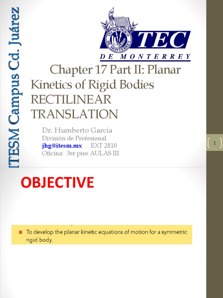 Chapter 17 Part II: Planar Kinetics of Rigid Bodies Rectilinear Translation | PDF | Rotation ...