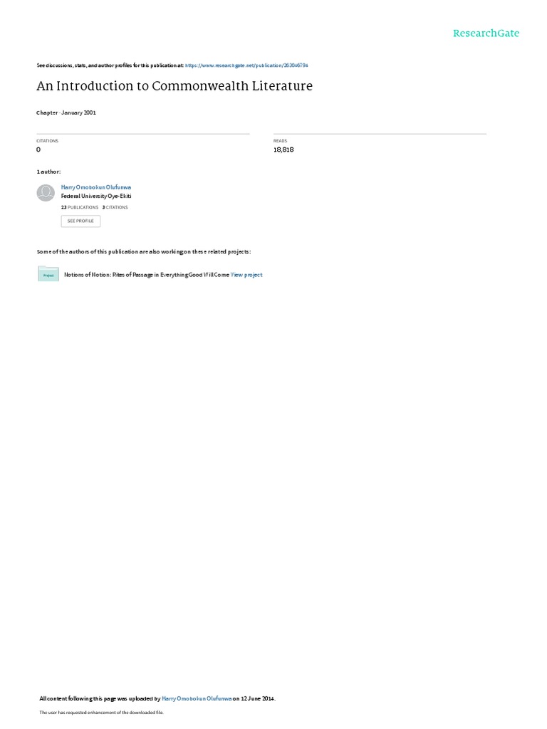 Commonwealth Literature | PDF | Australian Literature | Poetry