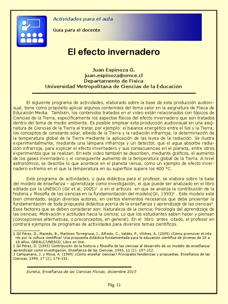 E El Efecto Invernadero Guia Para El Docente Pdf Tierra Gases De