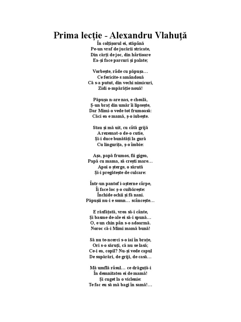 Prima Lectie - Alexandru Vlahuta | PDF