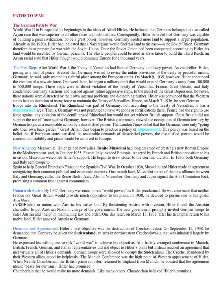 The First Steps: Paths To War The German Path To War | Download Free ...
