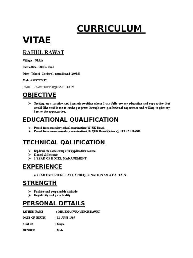 Curriculum Vitae: Rahul Rawat | PDF