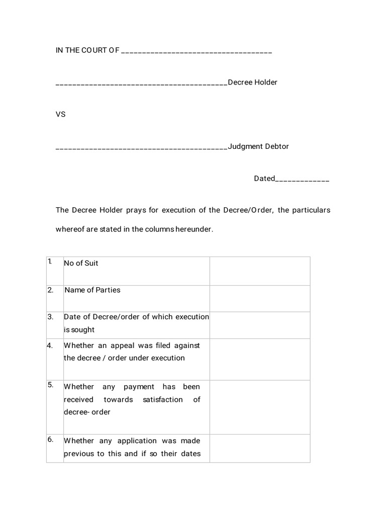 Execution Petition in Ms Word Format Download PDF | PDF