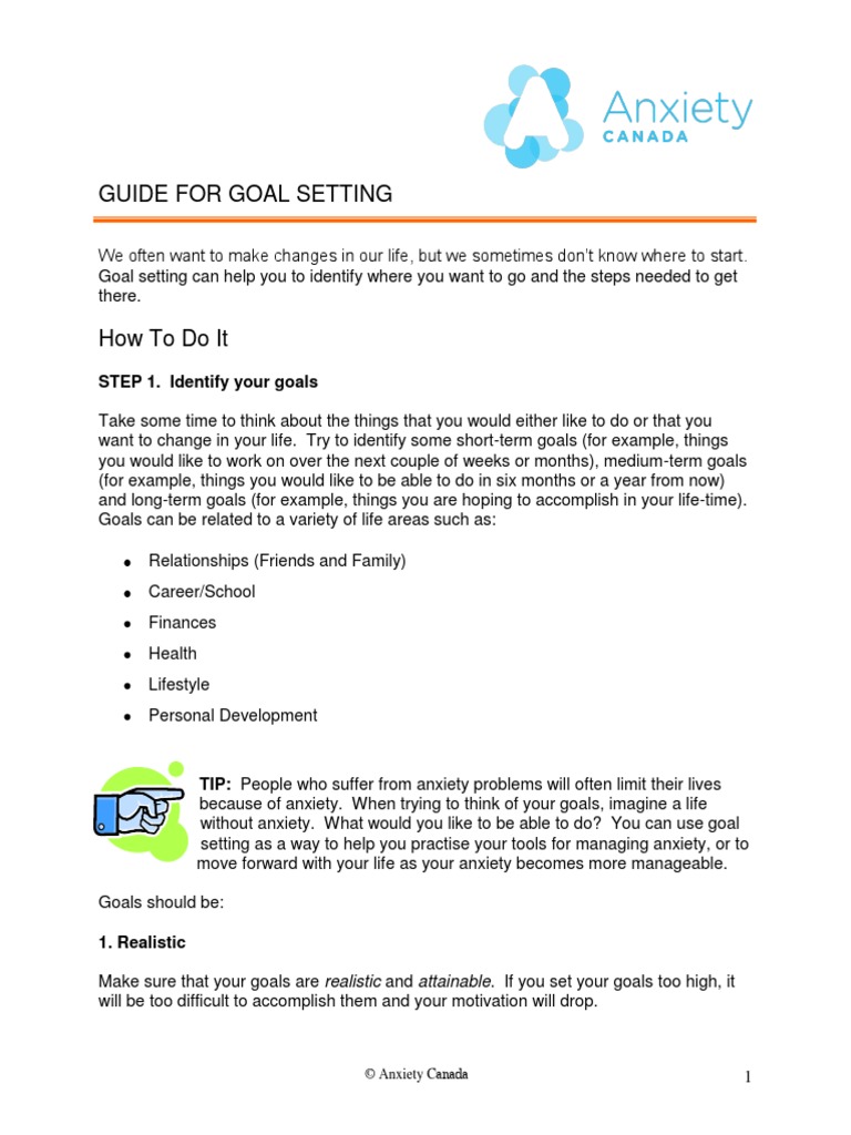 Guide For Goal Setting: STEP 1. Identify Your Goals | PDF | Goal ...