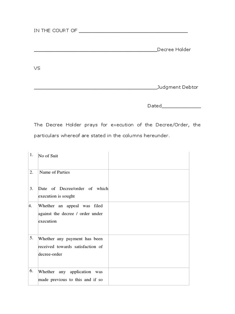 Execution Petition in Ms Word Format Download | PDF | Social Institutions | Social Science