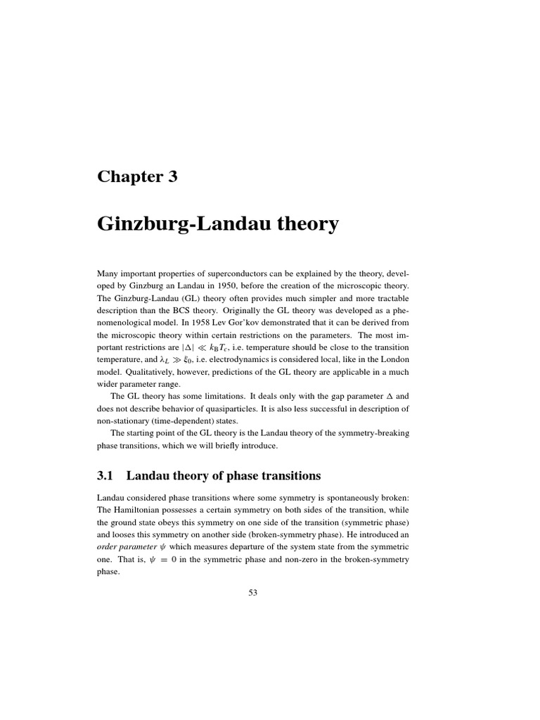 Ginzburg-Landau Theory | PDF | Superconductivity | Phase Transition