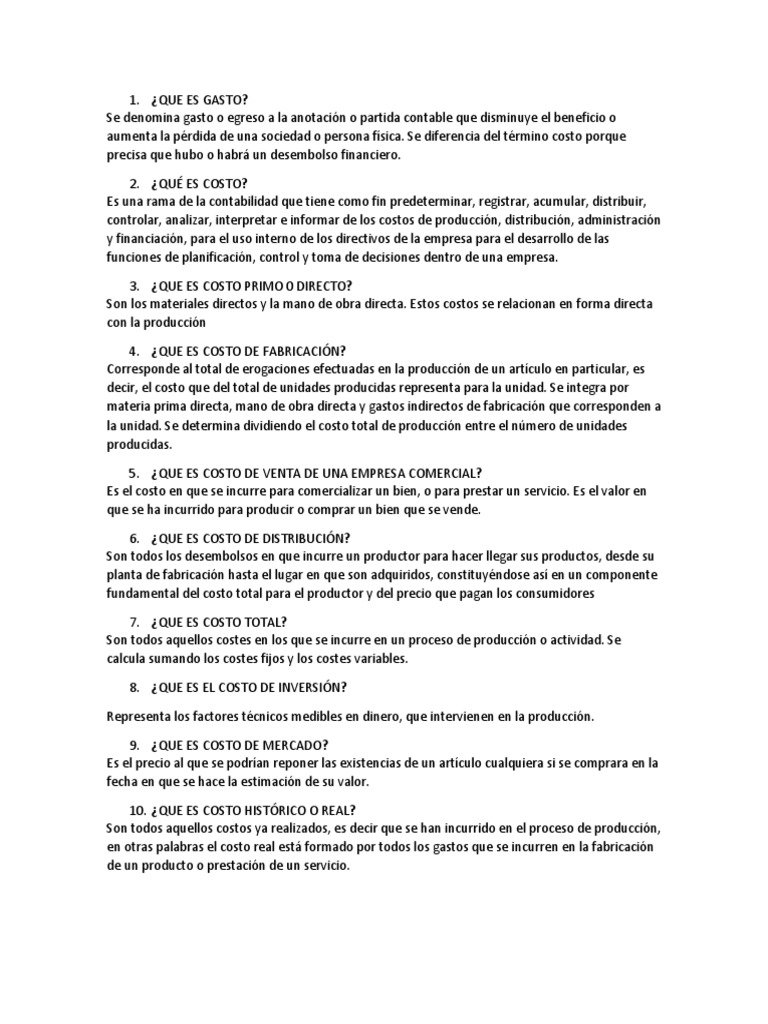 Definición de Gasto en Contabilidad | PDF | Costo | Bienes