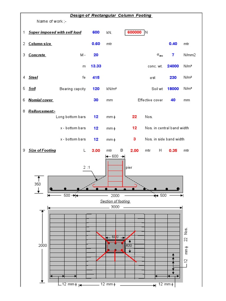 Column Footing | PDF | Building Materials | Continuum Mechanics