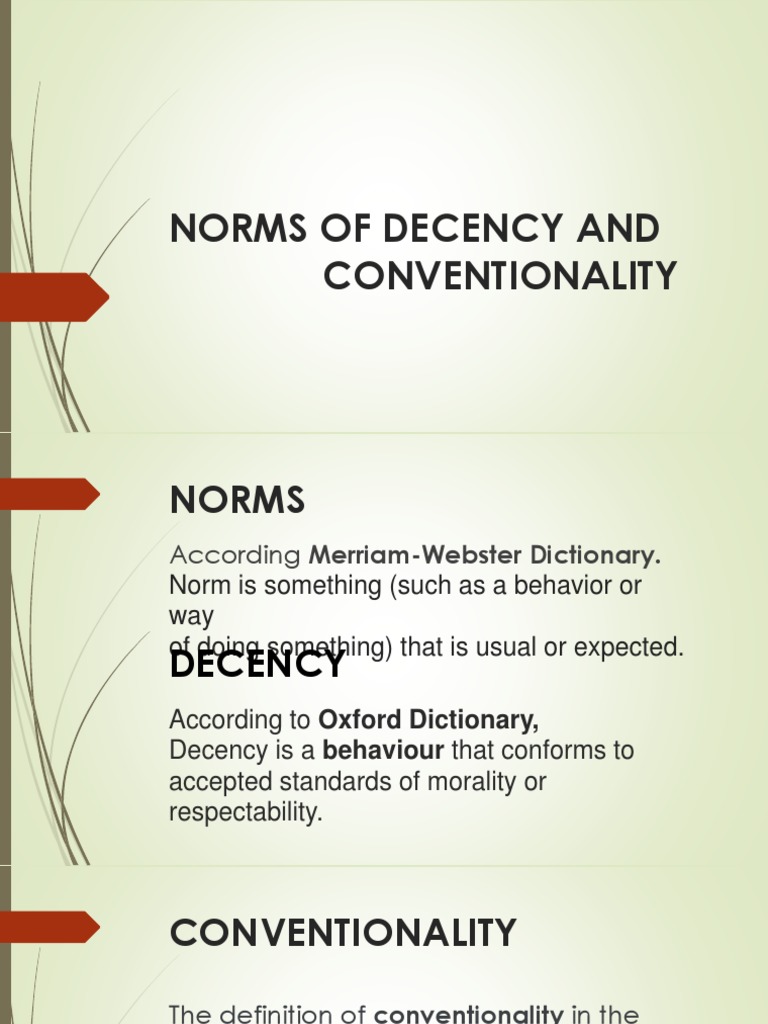 Norms of Decency and Conventionality | PDF
