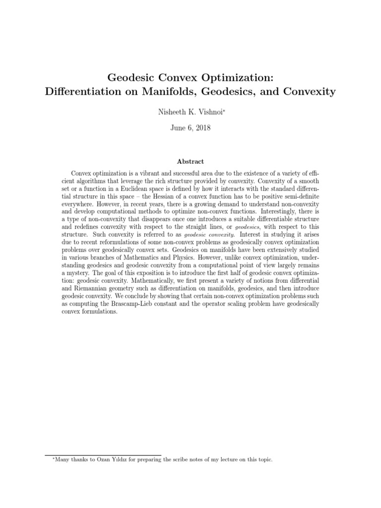 Geodesic Convex It y | PDF | Differentiable Manifold | Differential ...