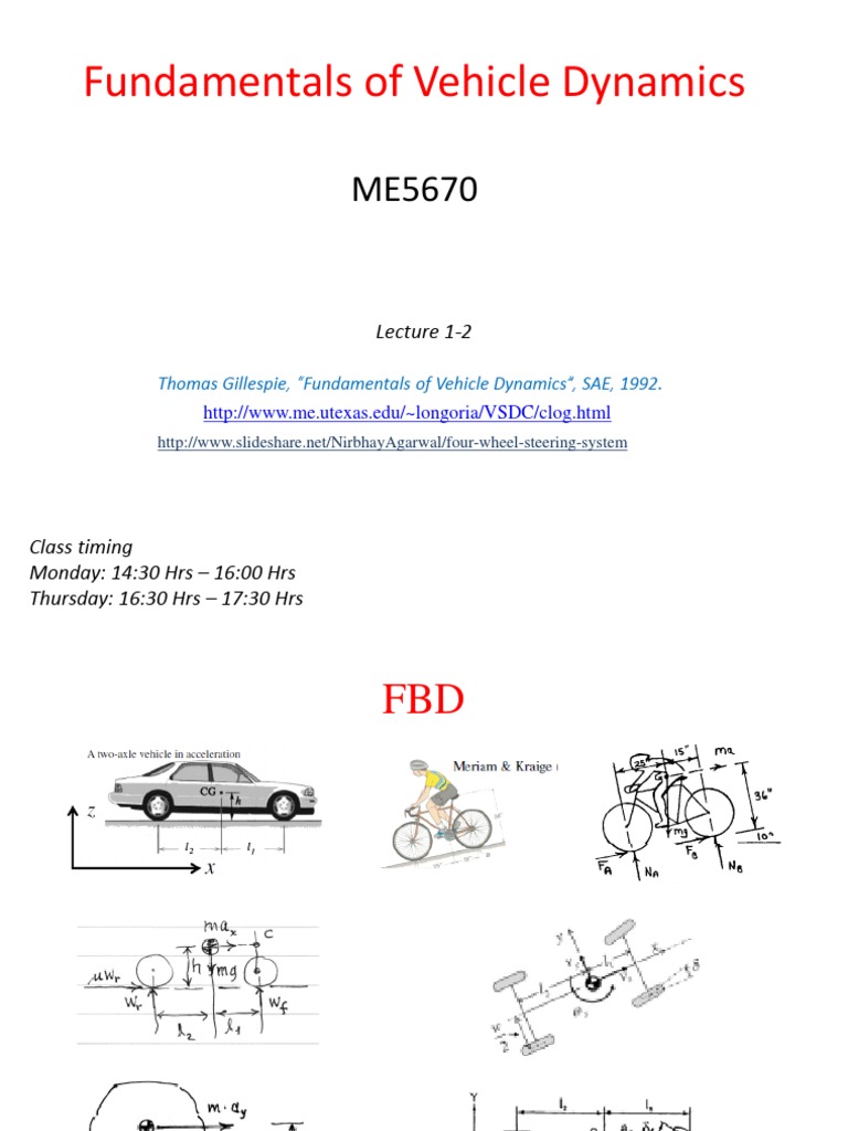 Fundamentals of Vehicle Dynamics: Lecture 1-2 | PDF | Flight Dynamics ...
