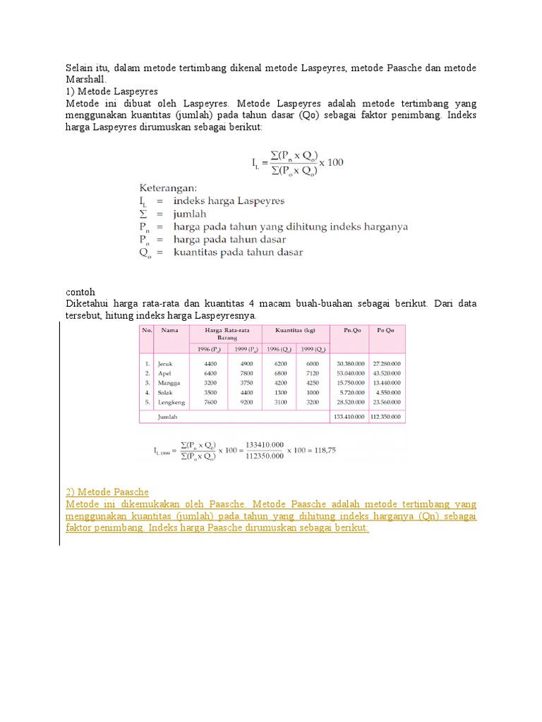 Contoh Soal Indeks Harga Laspeyres dan Paasche | PDF | Metode & Bahan Ajar