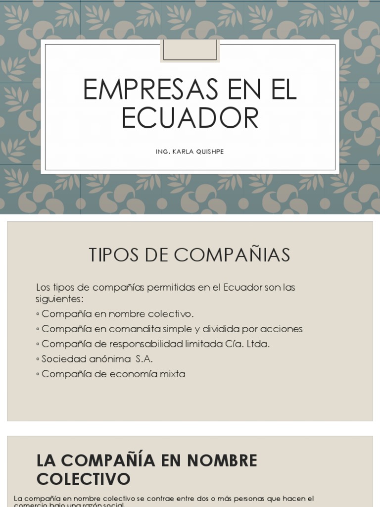 Tipos de Compañías en Ecuador | PDF | Compartir (Finanzas) | Empresas