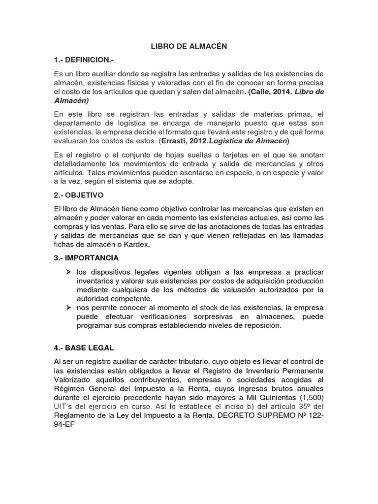 Libro de Almacén | PDF | Logística | Almacén