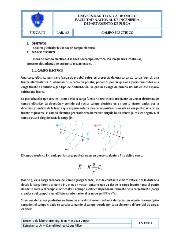 Fis Lab 2-Campo Electrico | PDF | Campo eléctrico | Carga eléctrica