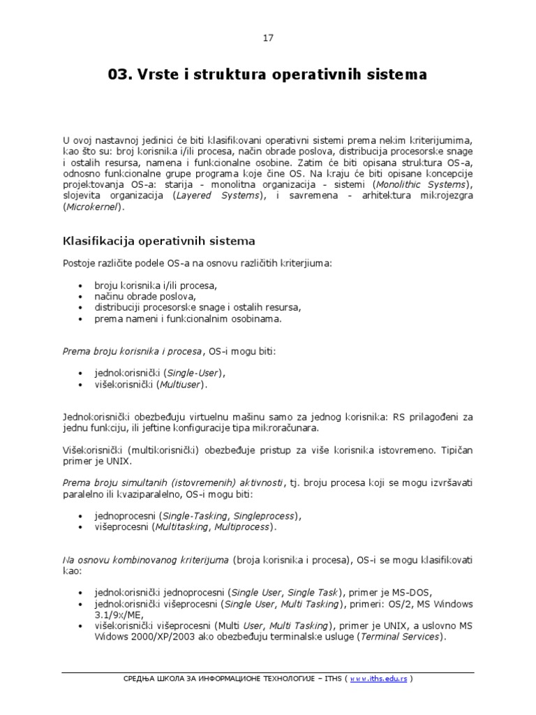 03 - Vrste I Struktura Operativnih Sistema | PDF