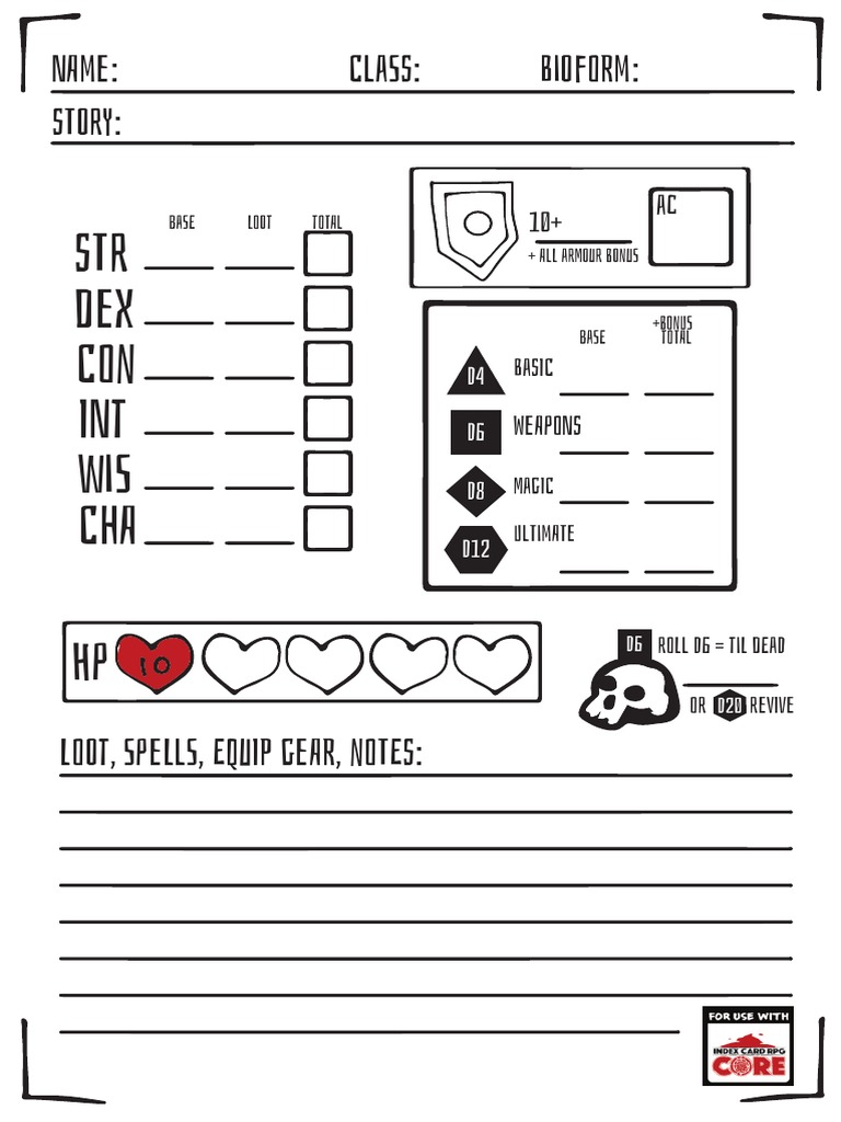 RPG Character Sheet Template | PDF