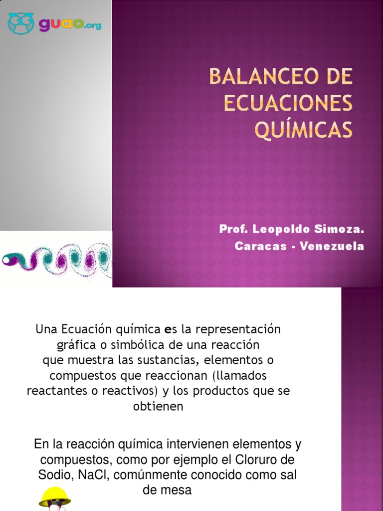 Balanceo de Ecuaciones Químicas | PDF | Estequiometría | Redox