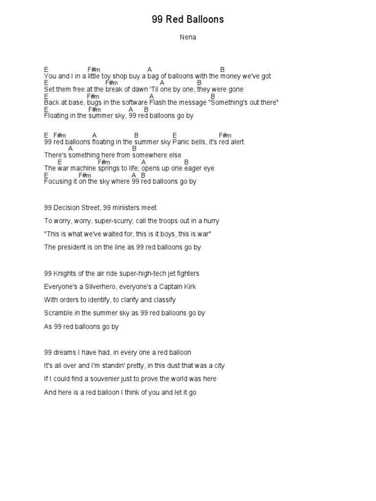 99 Red Balloons - Nena | PDF