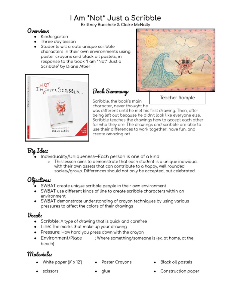 Scribble Art Lesson Plan for Kids | PDF | Drawing | Pedagogy