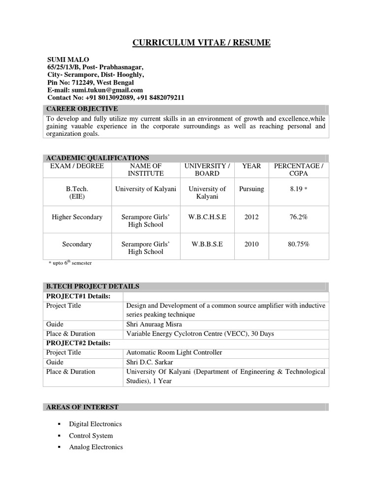 Final Resume - Sumi PDF | PDF | Computing And Information Technology