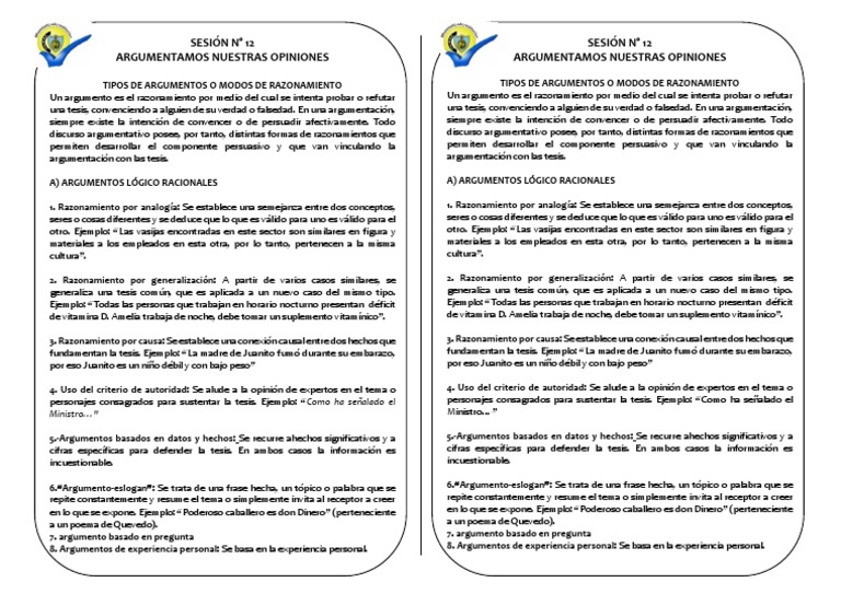 Tipos de Argumentos Racionales | PDF | Razón | Verdad