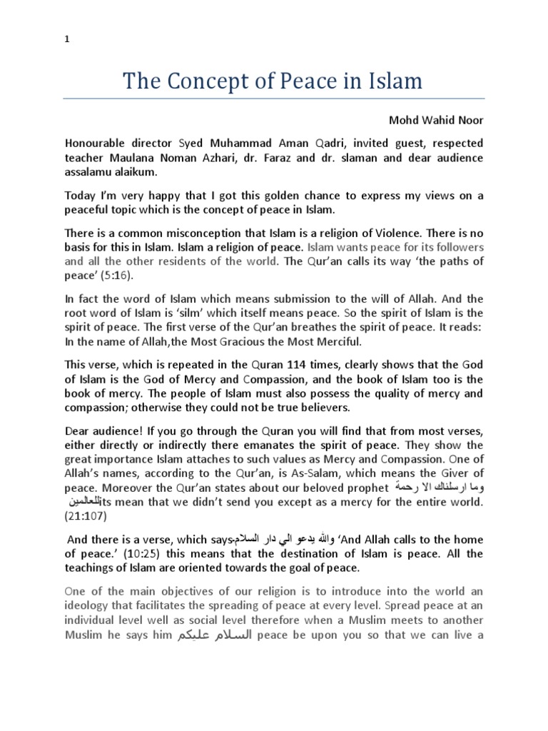 Peace in Islam: A Core Principle | PDF | God In Islam | Muhammad