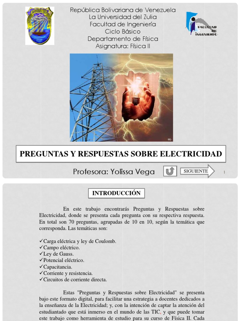 70 Preguntas y Respuestas de Electricidad | PDF | Condensador | Carga ...