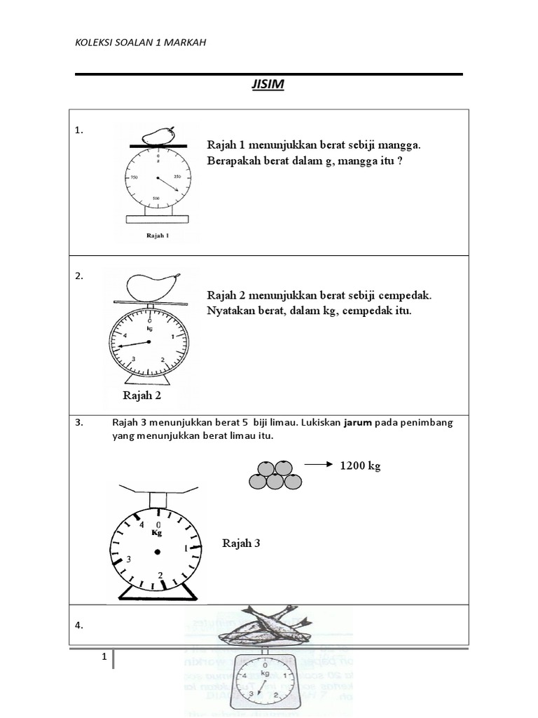 1 Markah - 8. Jisim | PDF
