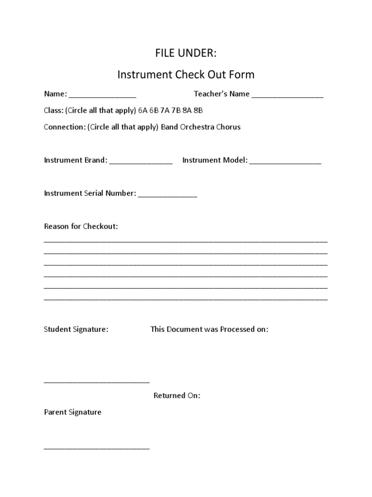 Instrument Check Out Form | PDF