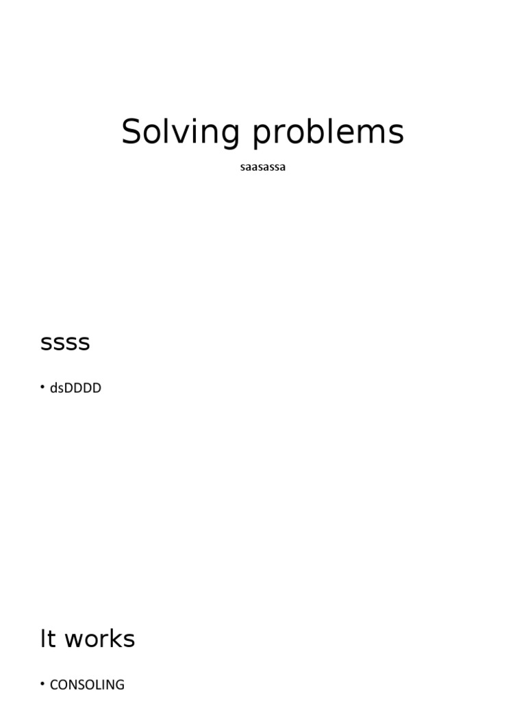 Solving Problems: Saasassa | PDF