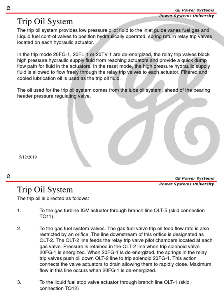 Trip Oil System | PDF | Valve | Relay