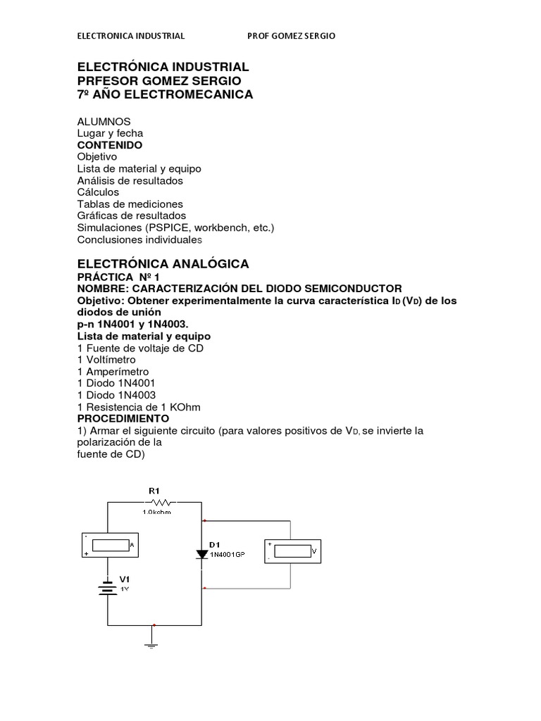 Electrónica Industrial. TP Diodos | PDF | Diodo | Electrónica
