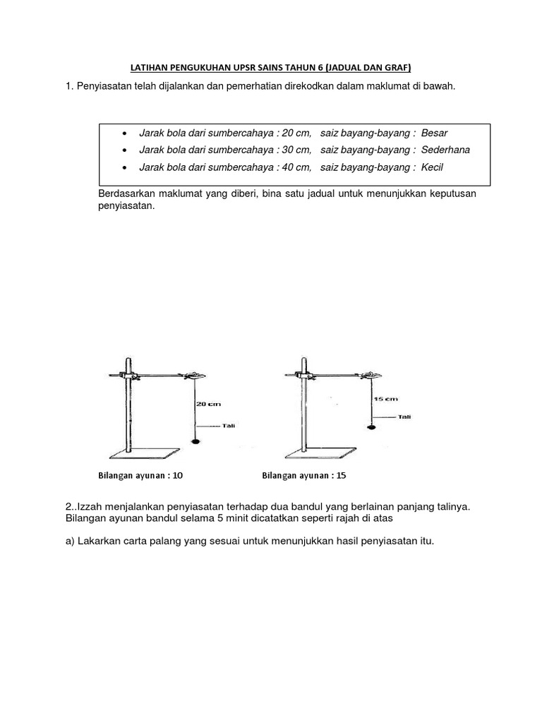 Latih Tubi Upsr Sains Tahun 6 (Jadual Dan Graf) | PDF