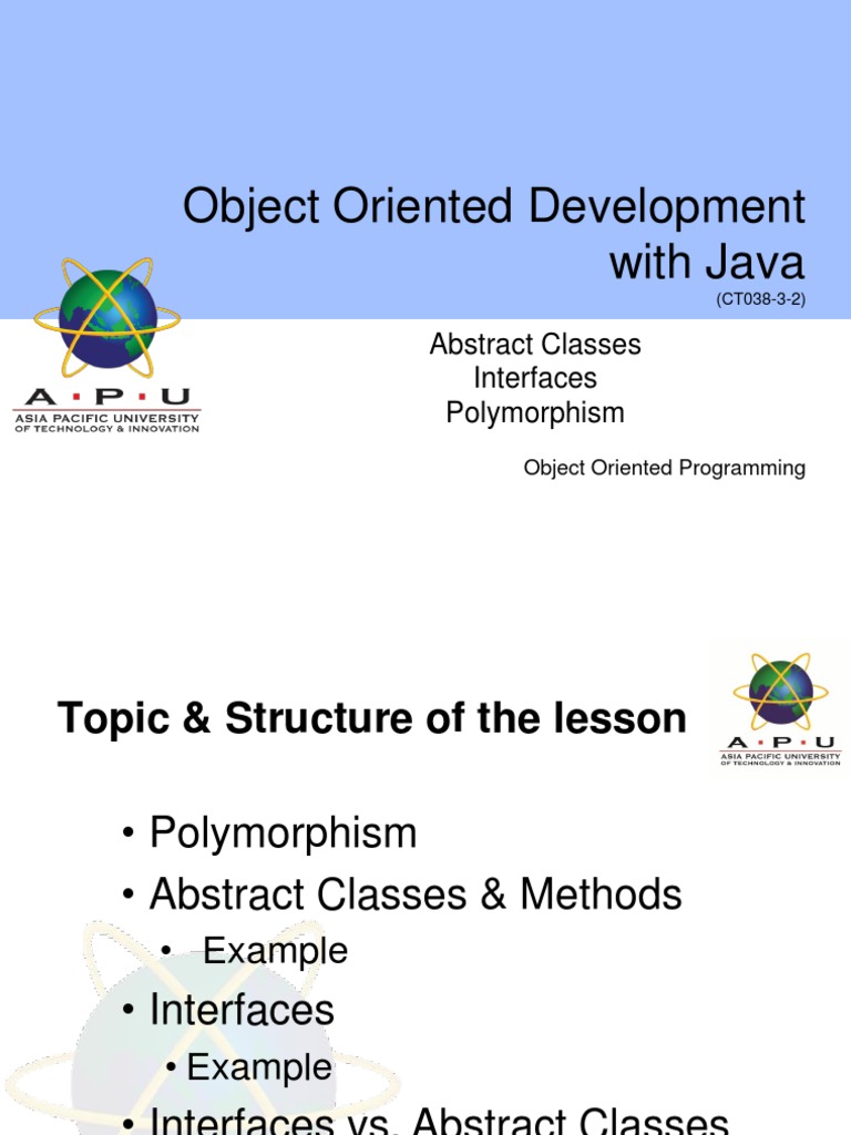 Object Oriented Development With Java Abstract Classes Interfaces Polymorphism Pdf Class