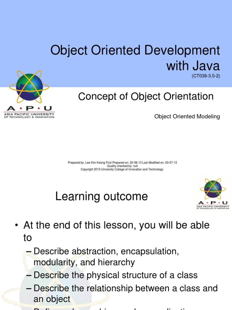 Object Oriented Development With Java Concept Of Object Orientation