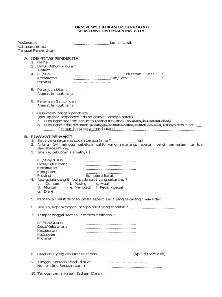 Form PE Malaria | PDF