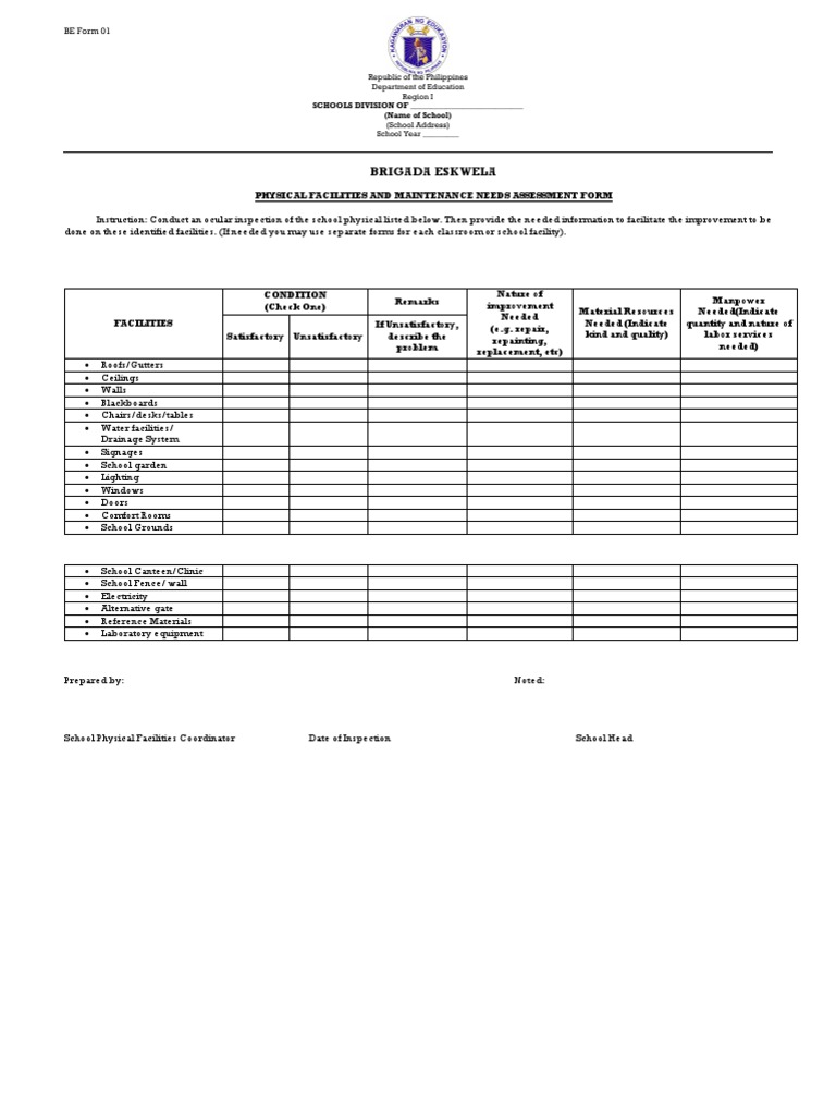 Brigada Eskwela: BE Form 01 | PDF | Nature