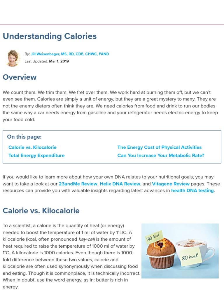 Understanding Calories - Nutrition, Energy & Metabolism | PDF | Calorie ...