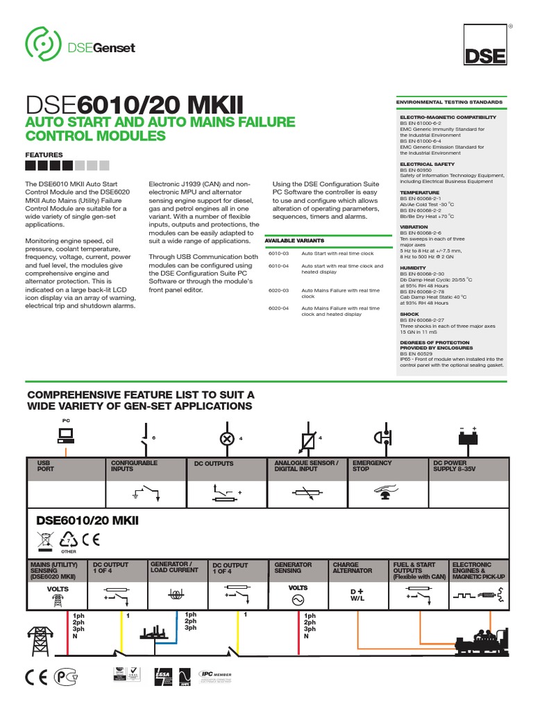 Dse6010 Mkii Dse6020 Mkii Data Sheet | PDF | Mains Electricity | Direct ...