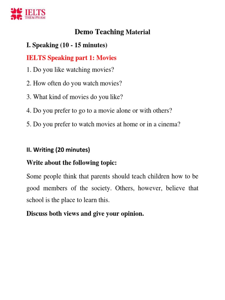 IELTS Writing Demo Lesson | PDF