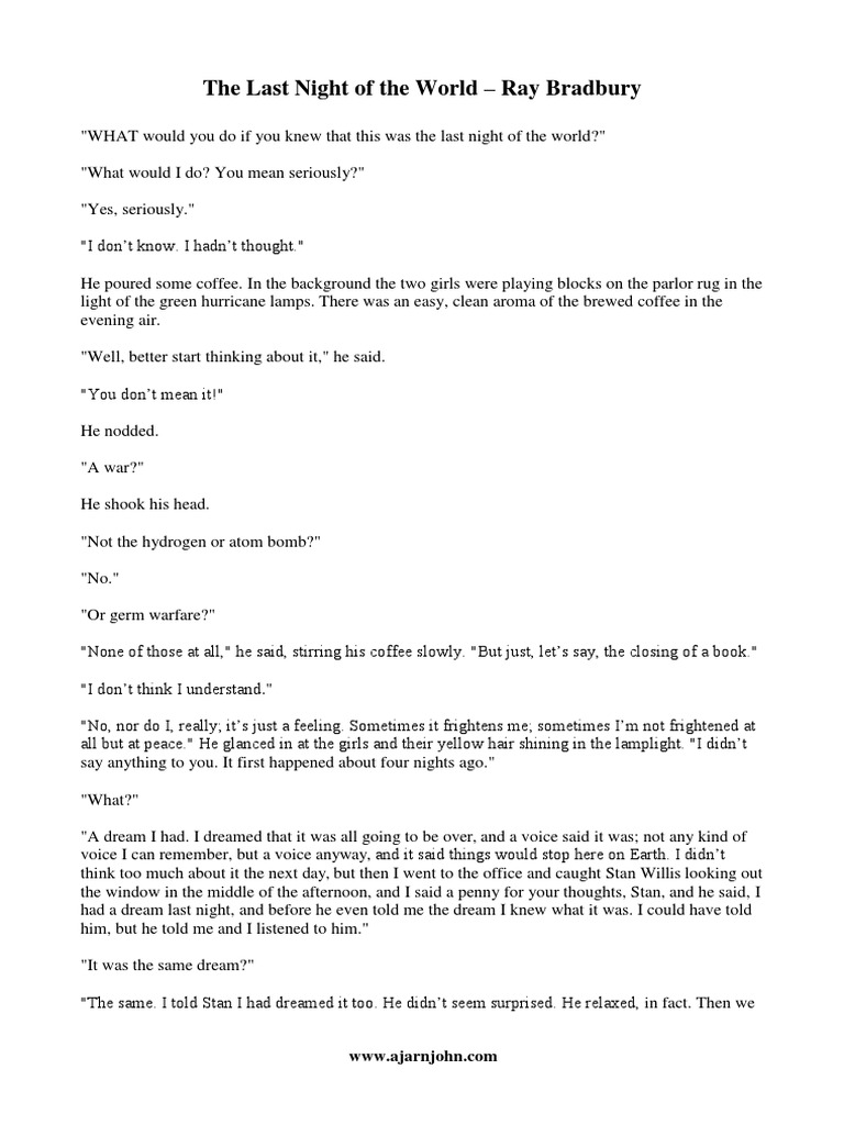 The Last Night of The World - Ray Bradbury | PDF