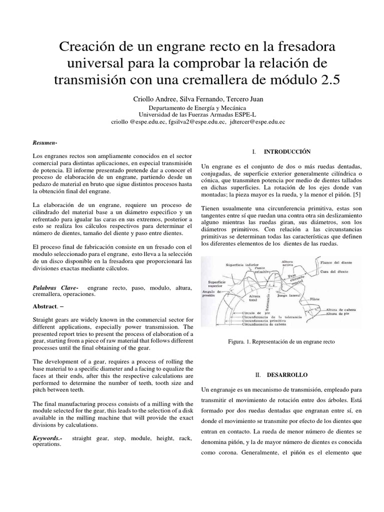 Engrane Recto | PDF | Engranaje | Equipo