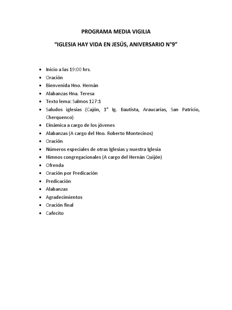 Programa Media Vigilia | PDF