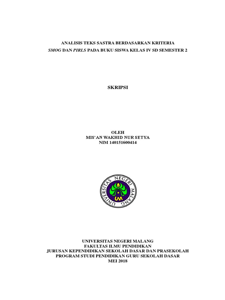 Contoh Halaman Judul Skripsi UM | PDF