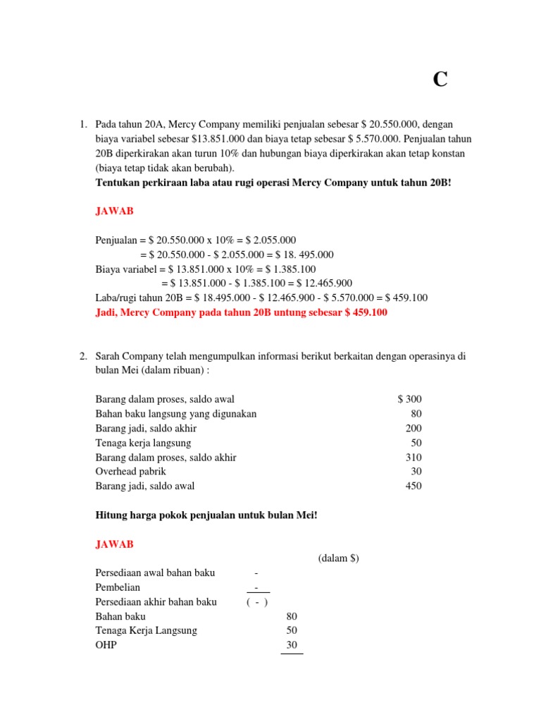 Soal + Jawaban Kuis Akbi (C) - REVISI | PDF
