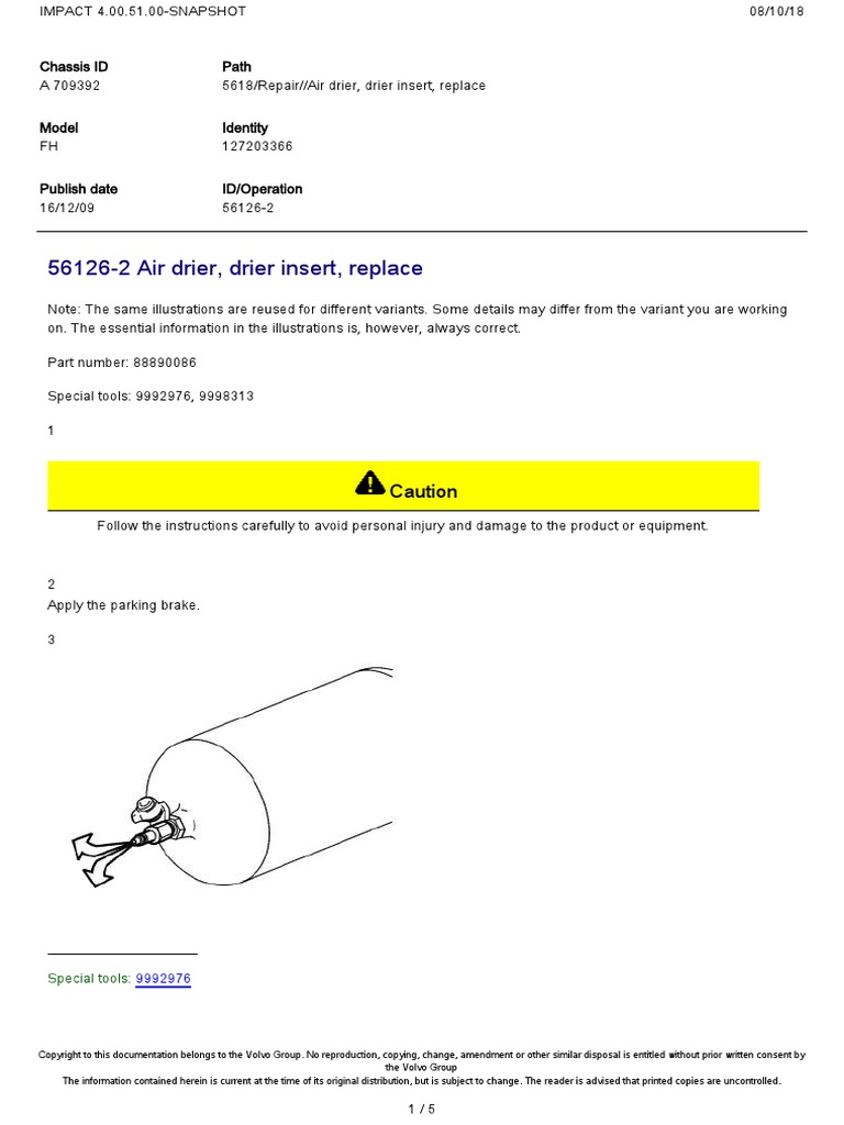 Air Drier, Drier Insert, Replace V2 | PDF | Vehicles | Mechanical ...