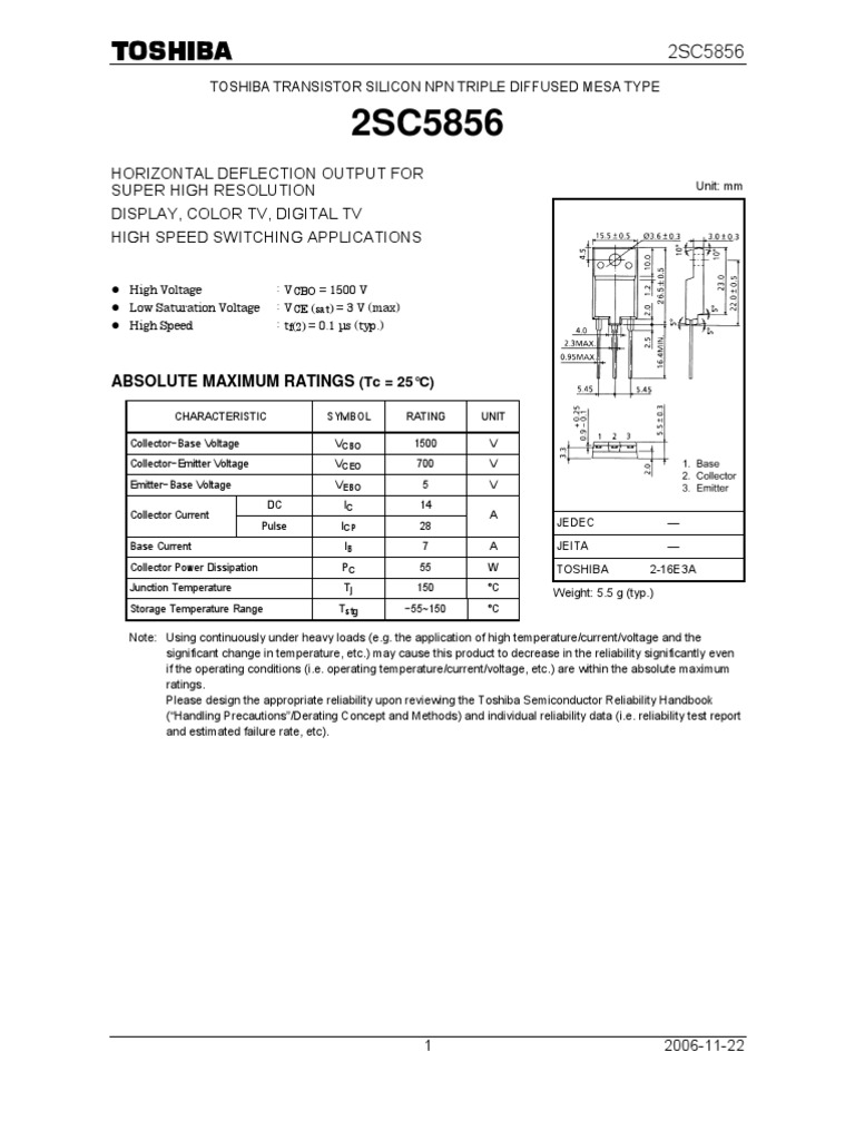 2SC 5856 | PDF | Reliability Engineering | Bipolar Junction Transistor
