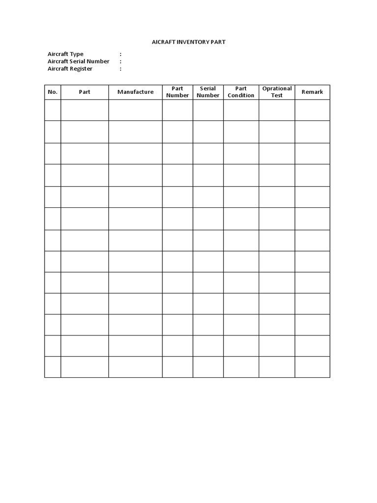 Aicraft Inventory Part | PDF
